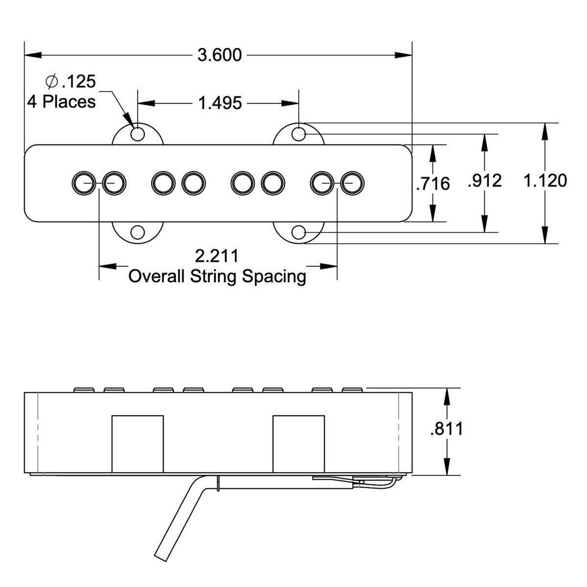 NEW Seymour Duncan STK-J2n Hot Stack Neck Jazz Bass Guitar Pickup - BL ...